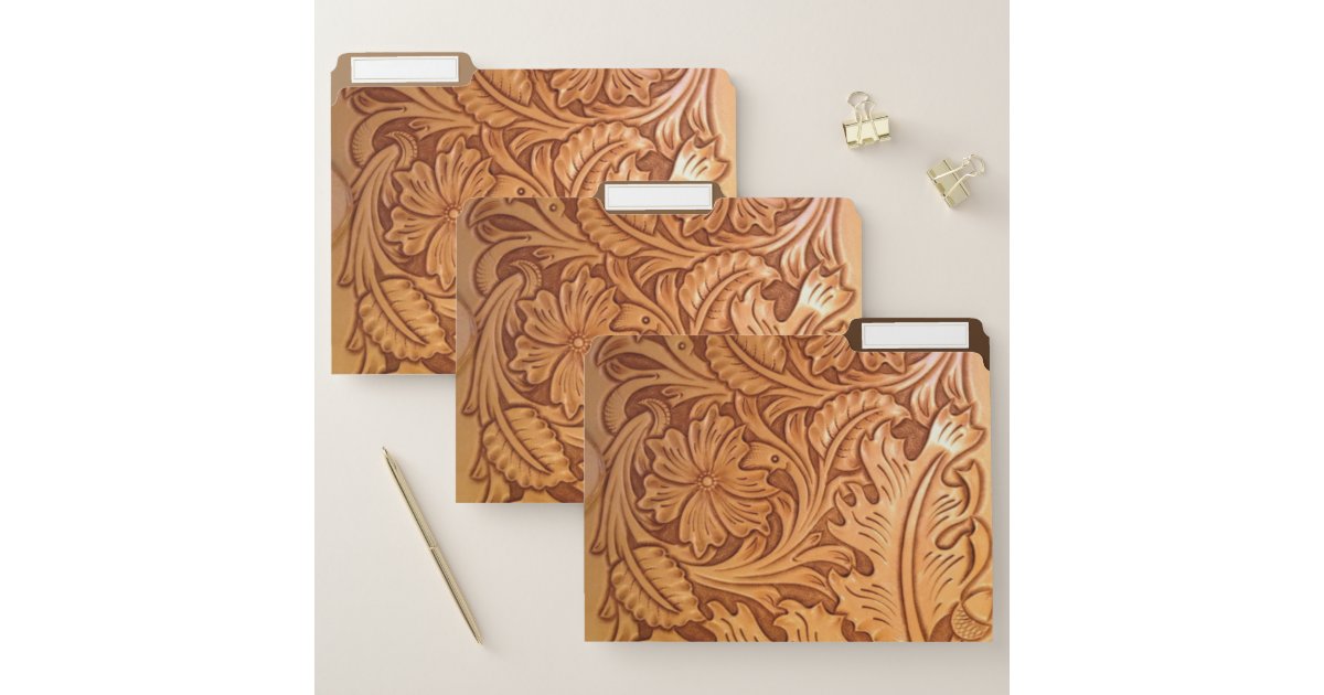Rustic brown cowboy fashion western leather file folder | Zazzle