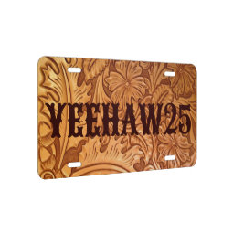 Rustic brown cowboy fashion western leather license plate | Zazzle