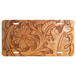Rustic brown cowboy fashion western leather license plate | Zazzle