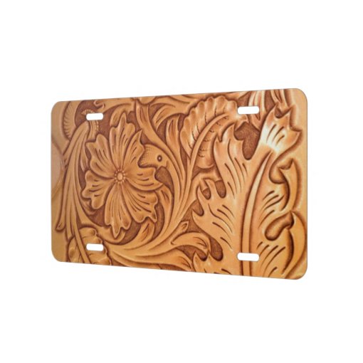 Rustic brown cowboy fashion western leather license plate | Zazzle