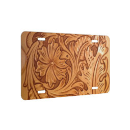 Rustic brown cowboy fashion western leather license plate | Zazzle
