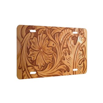 Rustic brown cowboy fashion western leather license plate | Zazzle