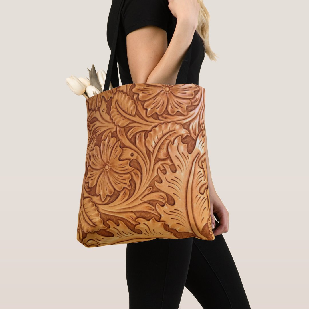 Rustic brown cowboy fashion western leather tote bag | Zazzle