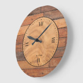 Rustic brown faux wood planks large clock | Zazzle