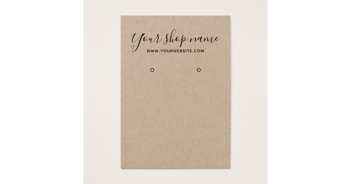 Rustic brown kraft black earring display card | Zazzle