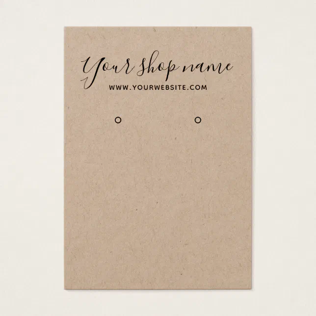 Rustic brown kraft black earring display card | Zazzle