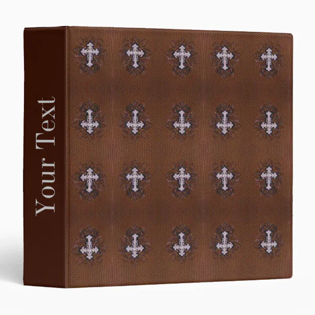 rustic brown leather western country cross binder | Zazzle