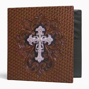 rustic brown leather western country cross binder | Zazzle