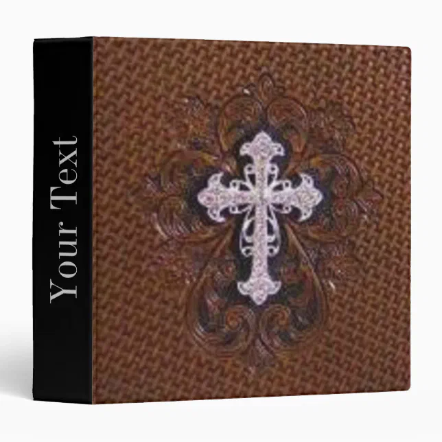 rustic brown leather western country cross binder | Zazzle