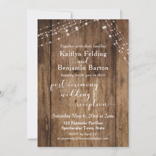 Rustic Brown & Lights Post-Wedding Reception Only Invitation | Zazzle