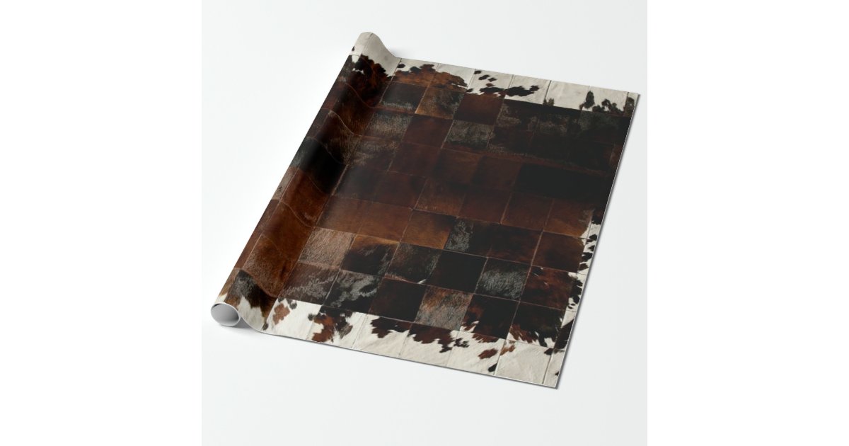 Rustic Brown Patchwork Cowhide Wrapping Paper | Zazzle