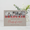 Rustic Brown & Red Modern 3 Photos Collage Grad | Zazzle