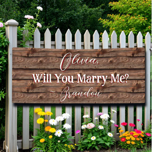 Rustic Brown Weathered Faux Wood Proposal Banner | Zazzle