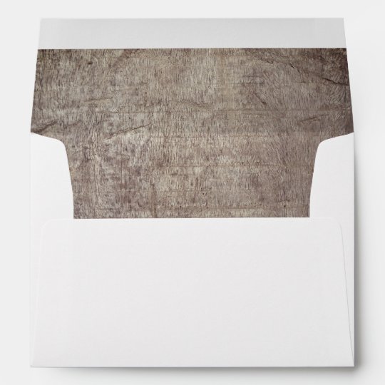 Rustic Brown Wood Texture Lined Wedding Invitation Envelope | Zazzle.com