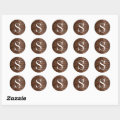 Rustic Brown Wood Texture Monogram Classic Round Sticker | Zazzle