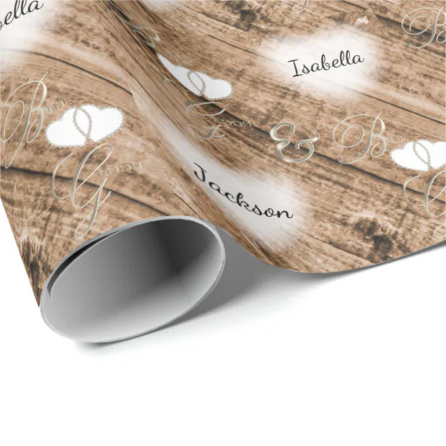 Rustic Brown Wood Wedding Designs Wrapping Paper | Zazzle