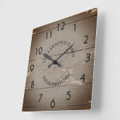 Rustic Brown Wooden Boards Personalized Square Wall Clock | Zazzle