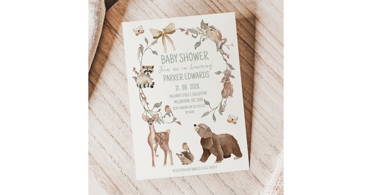 Rustic Brown Woodland Baby Shower Invitation | Zazzle