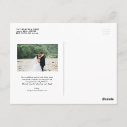 Rustic Brush Lettering Just Married Photo Postcard | Zazzle