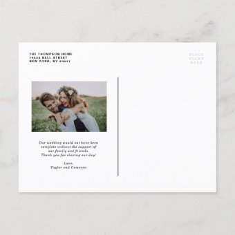 Rustic Brush Lettering Wedding Thank You Postcard | Zazzle