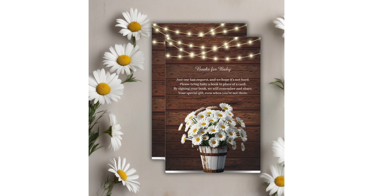 Rustic Bucket Daisy in Bloom Baby Shower Enclosure Card | Zazzle