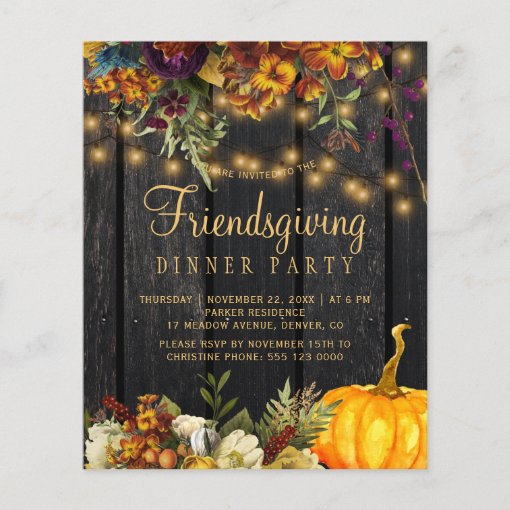 Rustic budget friendsgiving party invitation | Zazzle