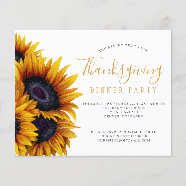 Rustic budget Thanksgiving dinner party Invitation | Zazzle