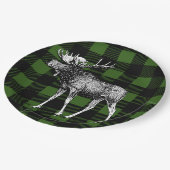 Rustic Buffalo Check Plaid & Moose Paper Plates | Zazzle