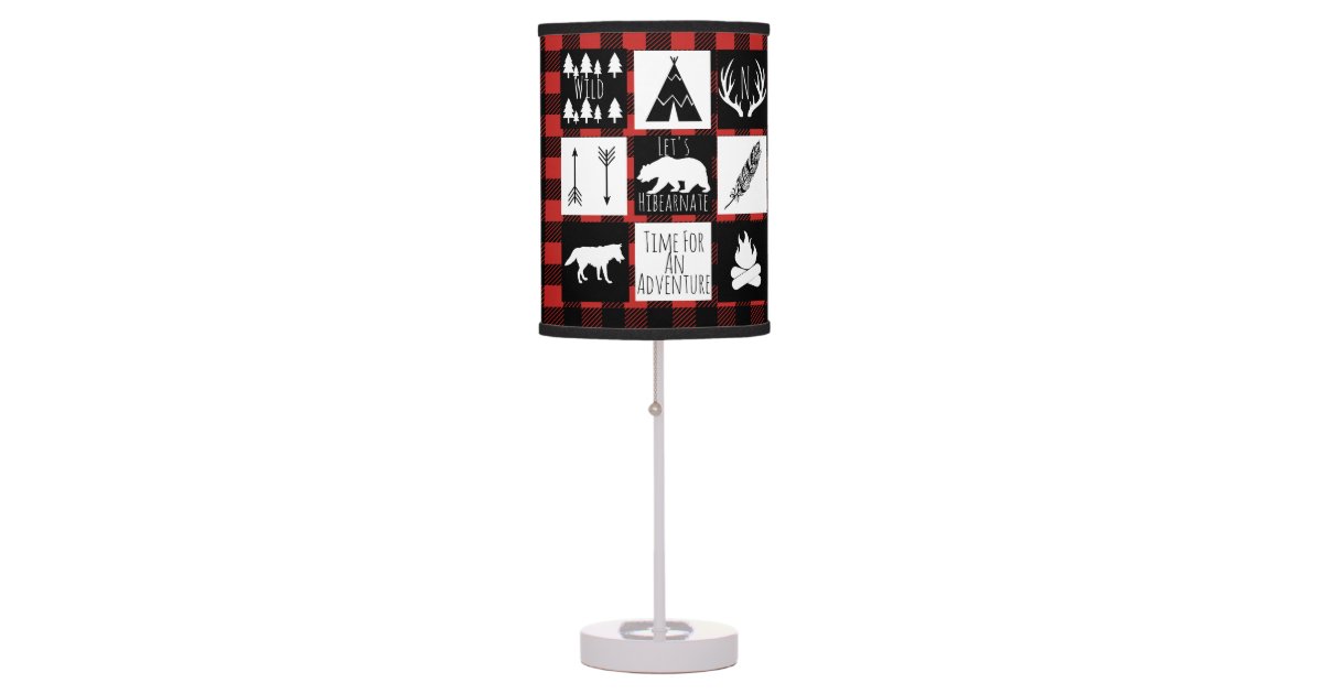 Rustic Buffalo Check Plaid Wilderness Adventure Table Lamp | Zazzle