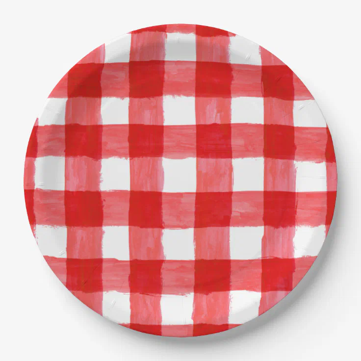 Rustic Buffalo Check Red and White Paper Plate | Zazzle