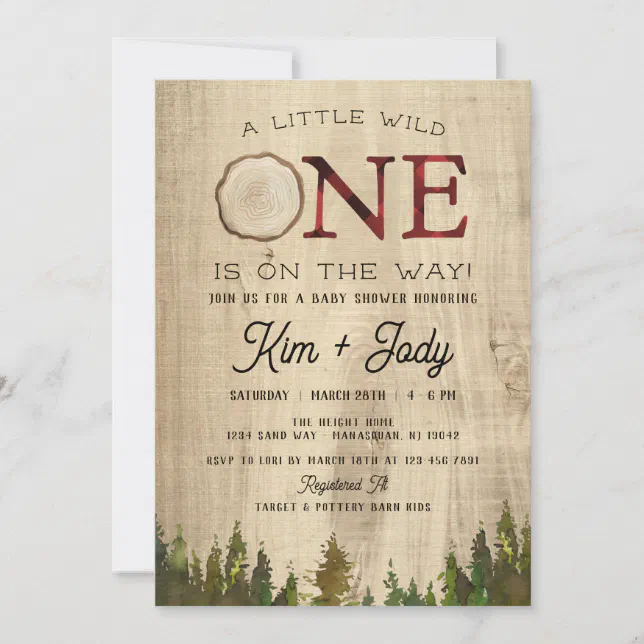 Rustic Buffalo Check Wild One Baby Shower Invitation | Zazzle