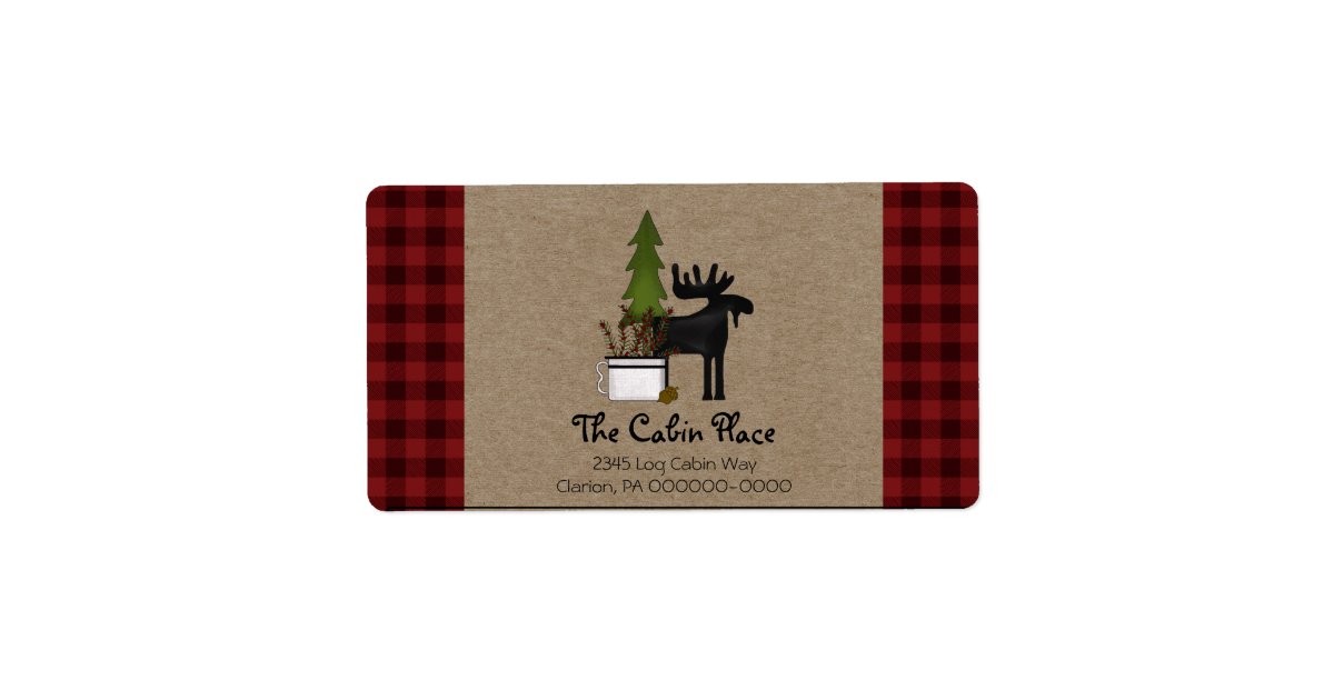 Rustic Buffalo Plaid Cabin Lodge Style Label | Zazzle