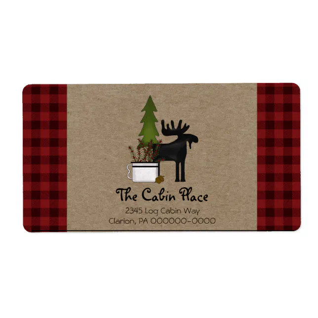 Rustic Buffalo Plaid Cabin Lodge Style Label | Zazzle