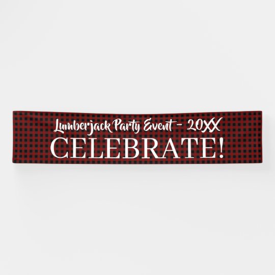 Rustic Buffalo Plaid Celebrate Customizable Event Banner | Zazzle.com