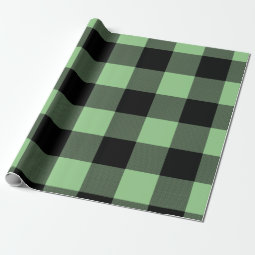 Rustic Buffalo Plaid Green Black Wrapping Paper | Zazzle