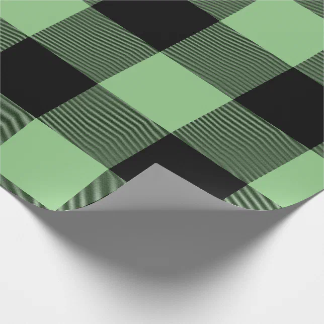 Rustic Buffalo Plaid Green Black Wrapping Paper | Zazzle