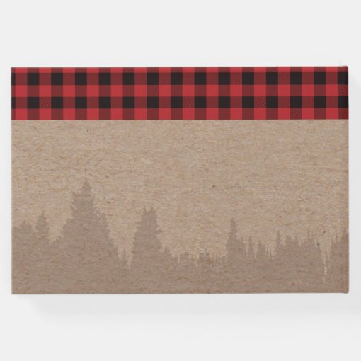 Rustic Buffalo Plaid Lumberjack Theme Baby Shower Guest Book | Zazzle