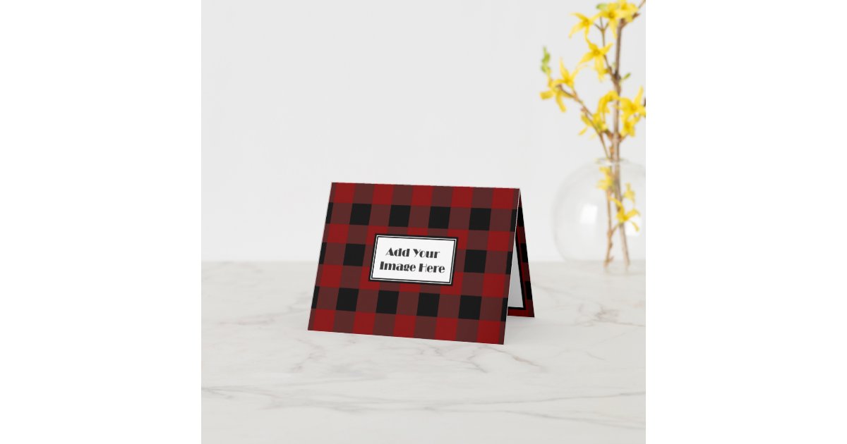 Rustic Buffalo Plaid Pattern Custom Image Card | Zazzle