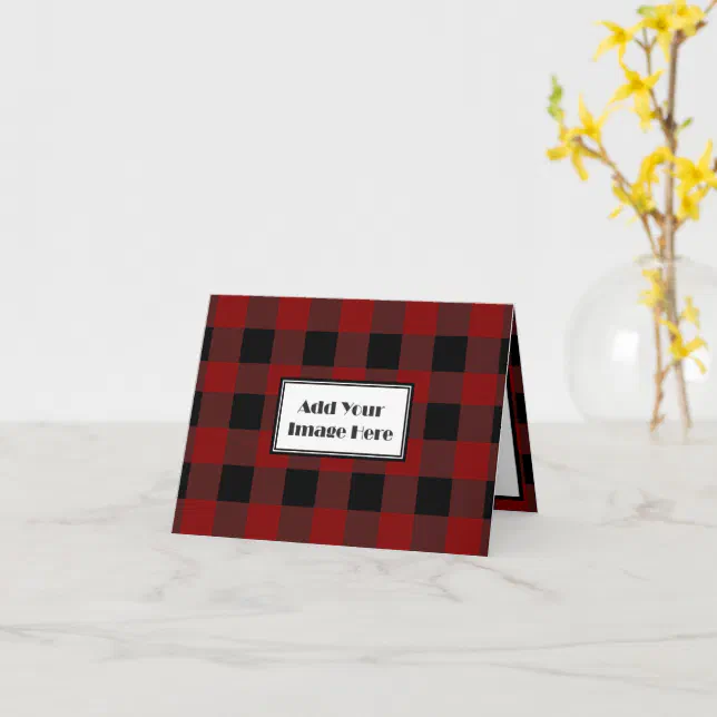Rustic Buffalo Plaid Pattern Custom Image Card | Zazzle