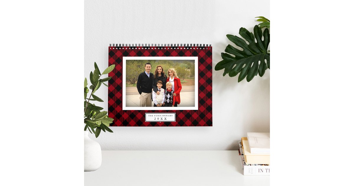 Rustic Buffalo Plaid Photo Calendar | Zazzle