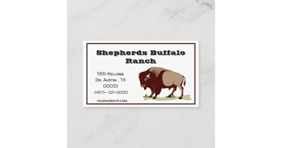 Rustic Buffalo Ranch Style Business Card | Zazzle