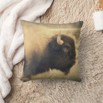 Rustic Buffalo Throw Pillow | Zazzle