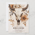 Rustic Bull Cow Skull Floral Boho Western Wedding Invitation | Zazzle