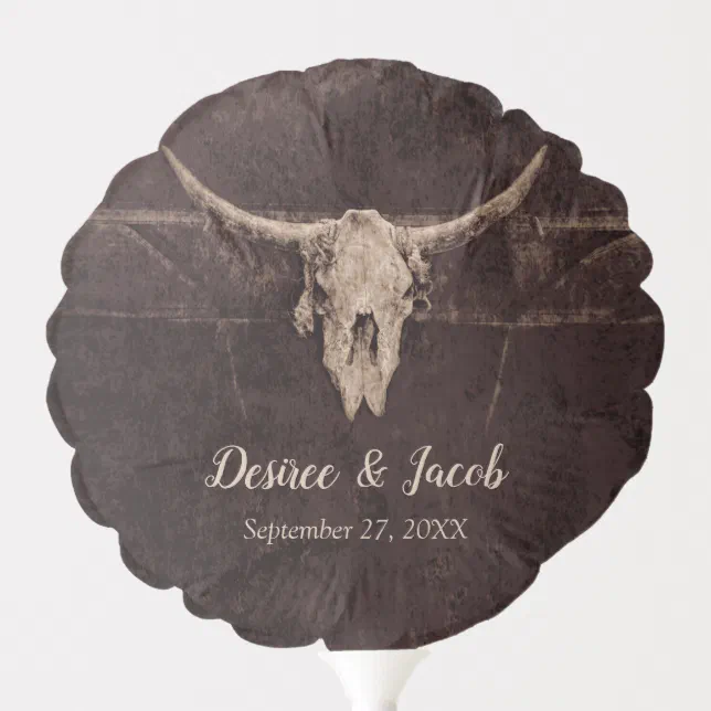Rustic Bull Skull Wedding Country Western Texture Balloon | Zazzle