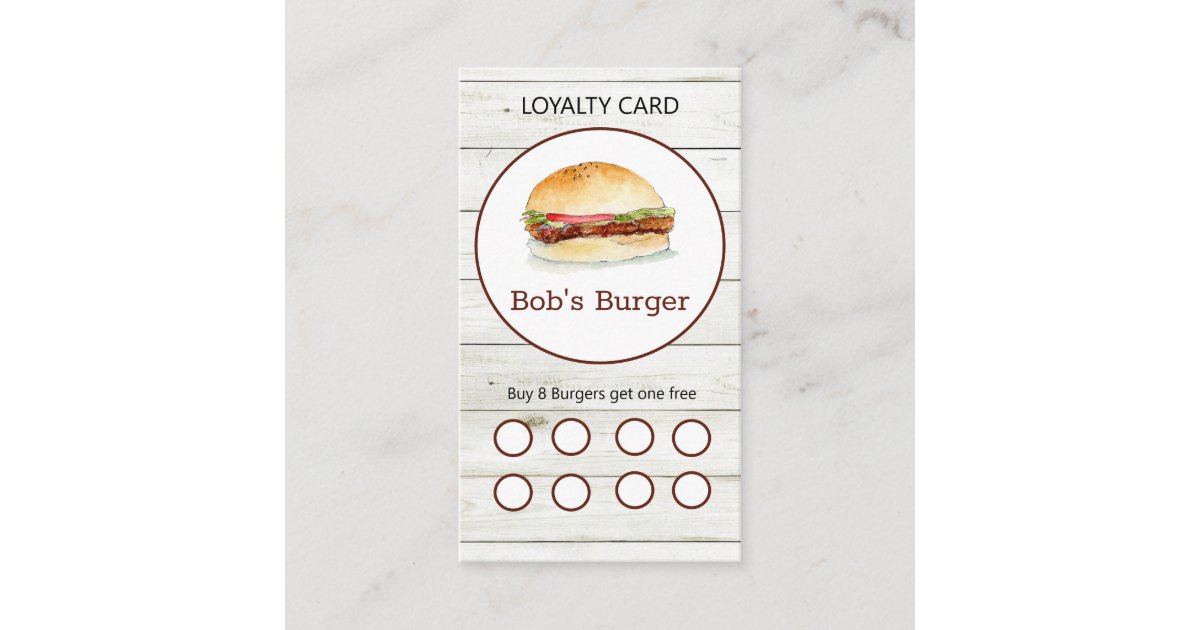 Rustic Burger restaurant Loyalty business card | Zazzle