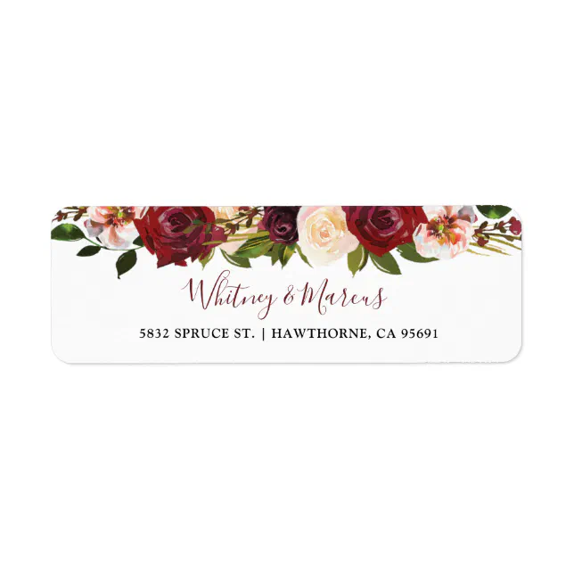 Rustic Burgundy Blush Floral Autumn Boho Label | Zazzle