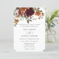 Rustic Burgundy Burnt Orange Rust Floral Wedding Invitation | Zazzle