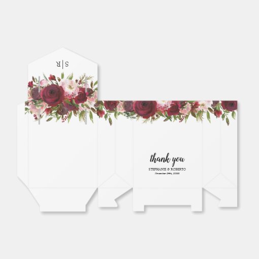 Rustic Burgundy Floral Wedding Favor Box | Zazzle