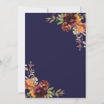 Rustic Burgundy Orange Floral Wedding Geometric Invitation | Zazzle