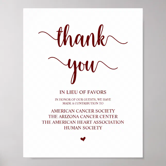 Rustic, Burgundy, Wedding Donation, Contribution Poster | Zazzle